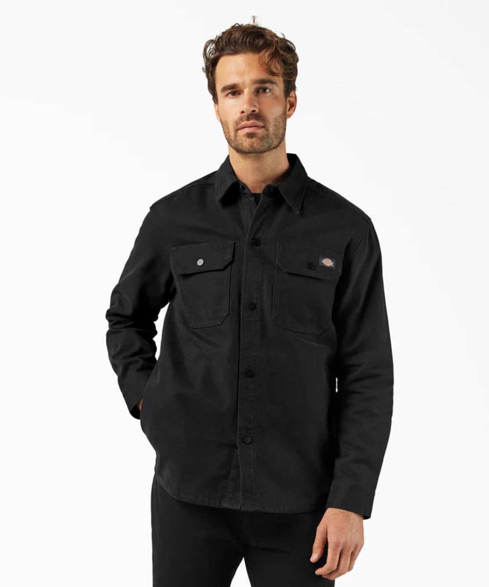Dickies Men's Canvas Duck Shirt Jacket - Black — Dave's New York