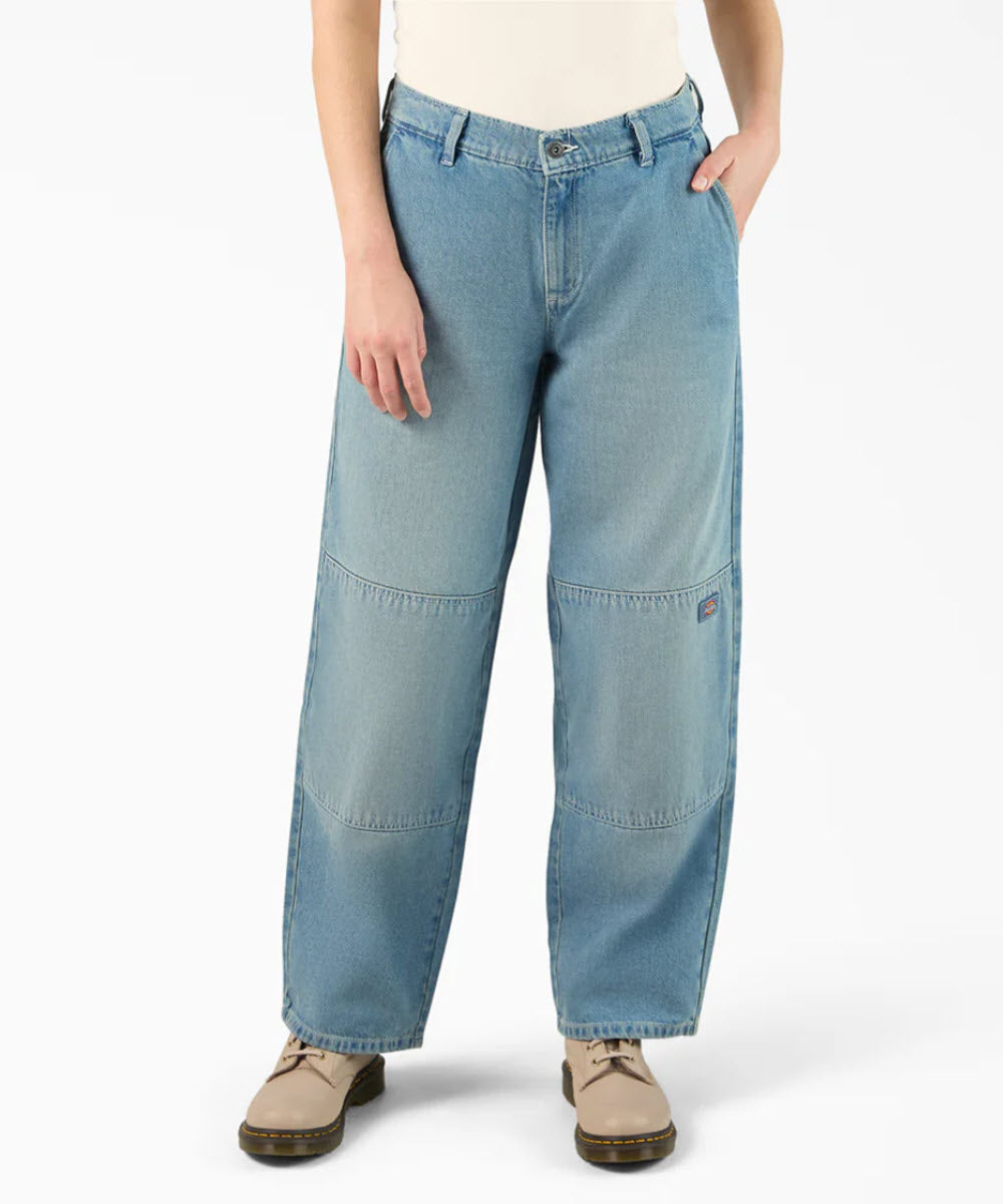 Dickies Women's Loose Fit Double Front Jeans - Light Denim — Dave's New ...